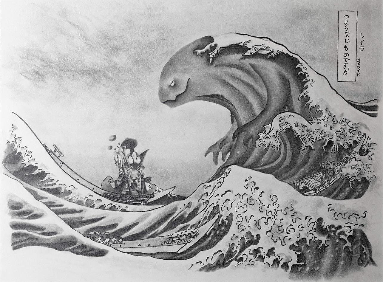 Фанат нарисовал Morphling в стиле всемирно известной картины из Японии ...