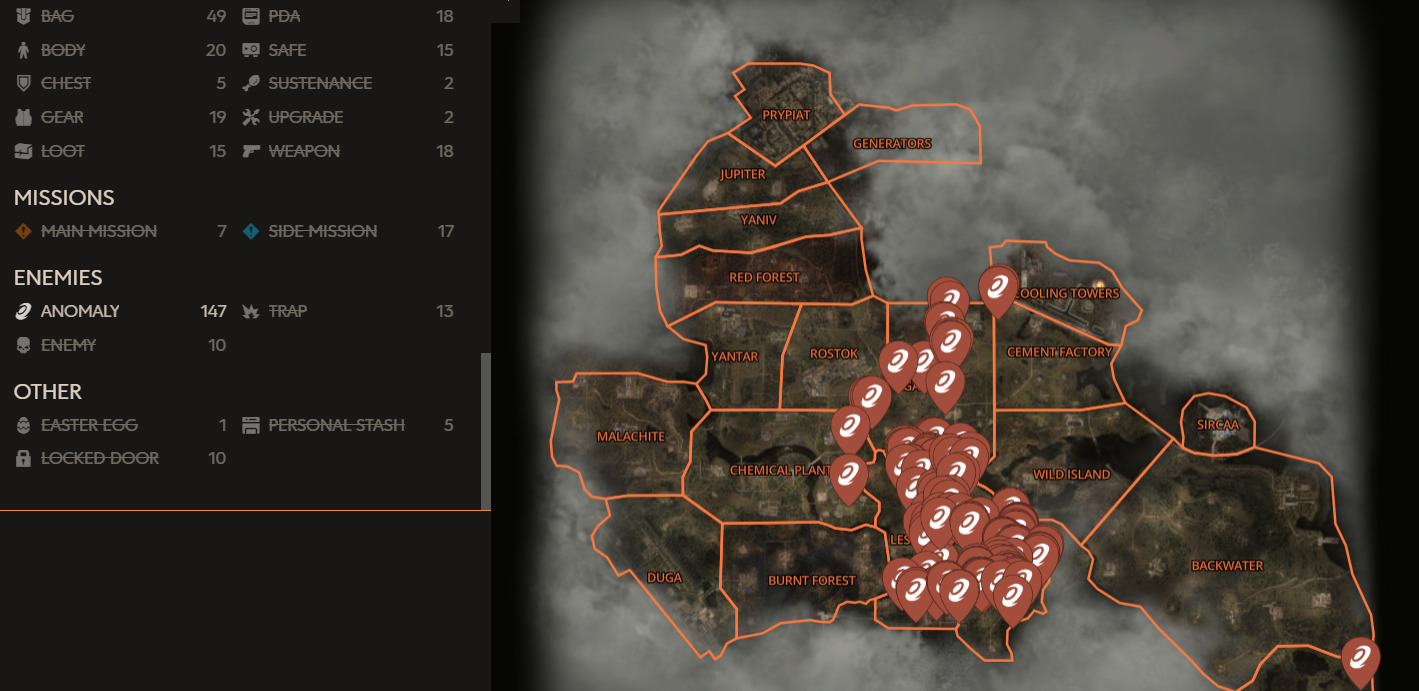 S.T.A.L.K.E.R. 2 interactive map online. Where to find all artifacts ...