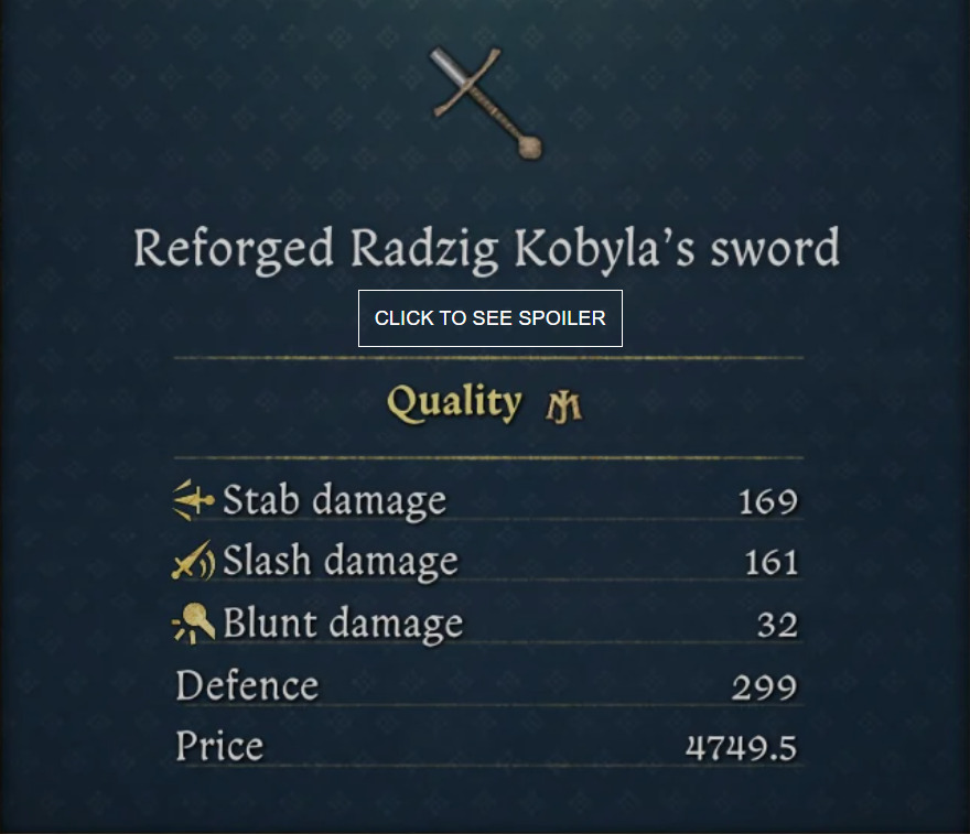 How to reforge Ratzig Kobyla's sword to tier-4 in patch 1.3 in KCD2 ...