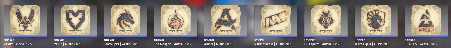 All signature stickers from BLAST Austin Major 2025. NiKo, m0NESY, donk ...