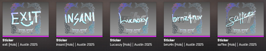 All signature stickers from BLAST Austin Major 2025. NiKo, m0NESY, donk ...
