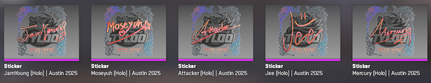 All signature stickers from BLAST Austin Major 2025. NiKo, m0NESY, donk ...
