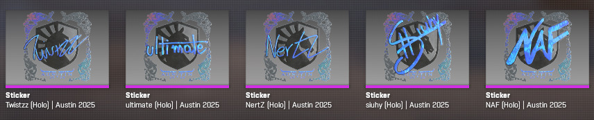 All signature stickers from BLAST Austin Major 2025. NiKo, m0NESY, donk ...