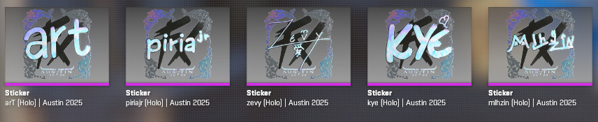 All signature stickers from BLAST Austin Major 2025. NiKo, m0NESY, donk ...