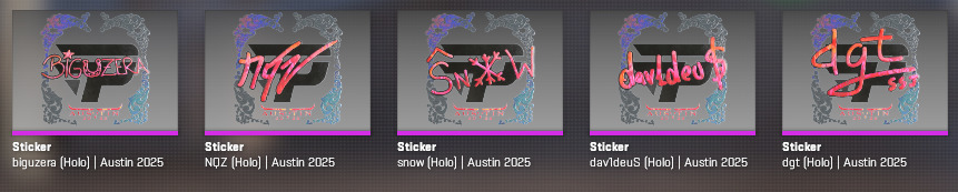 All signature stickers from BLAST Austin Major 2025. NiKo, m0NESY, donk ...