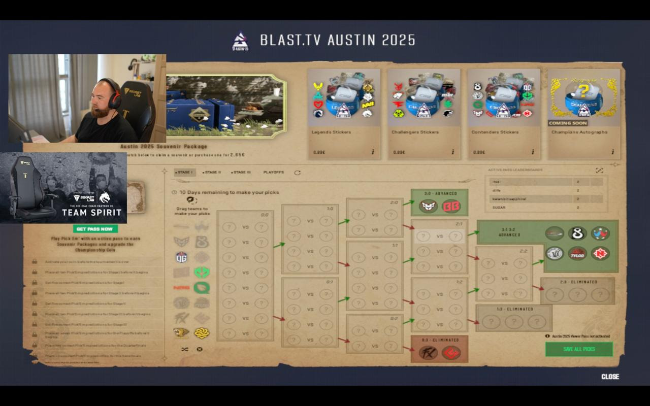 Best Pick'Ems to get BLAST Austin Major 2025 Diamond Coin. Pro player and talent pickems for ...