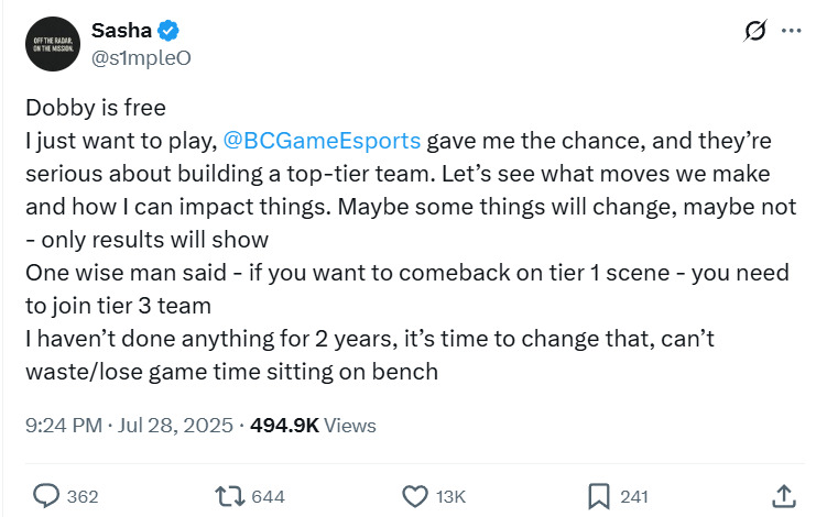 S1mple officially joined BC.Game. Three months earlier he called them "garbage" — Escorenews