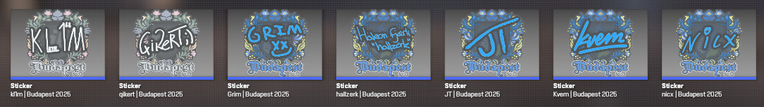 All team and signature stickers of StarLadder Budapest Major 2025. Donk ...